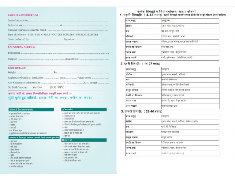 Anc Card With Diet Sheet 2 | PDF