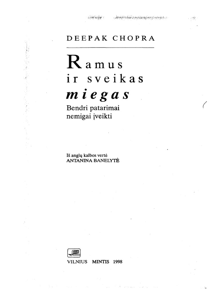 Ramus Ir Sveikas Miegas - Bendri Patarimai Nemigai Iveikti (D. Chopra ...
