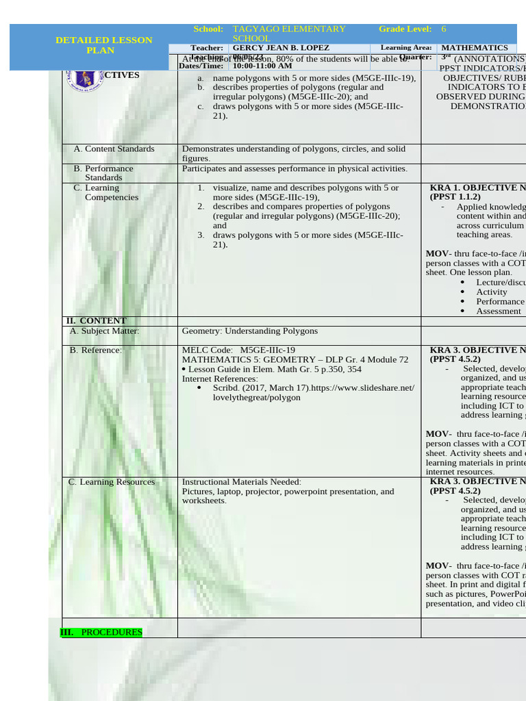Cot Q3 Math G5 | PDF