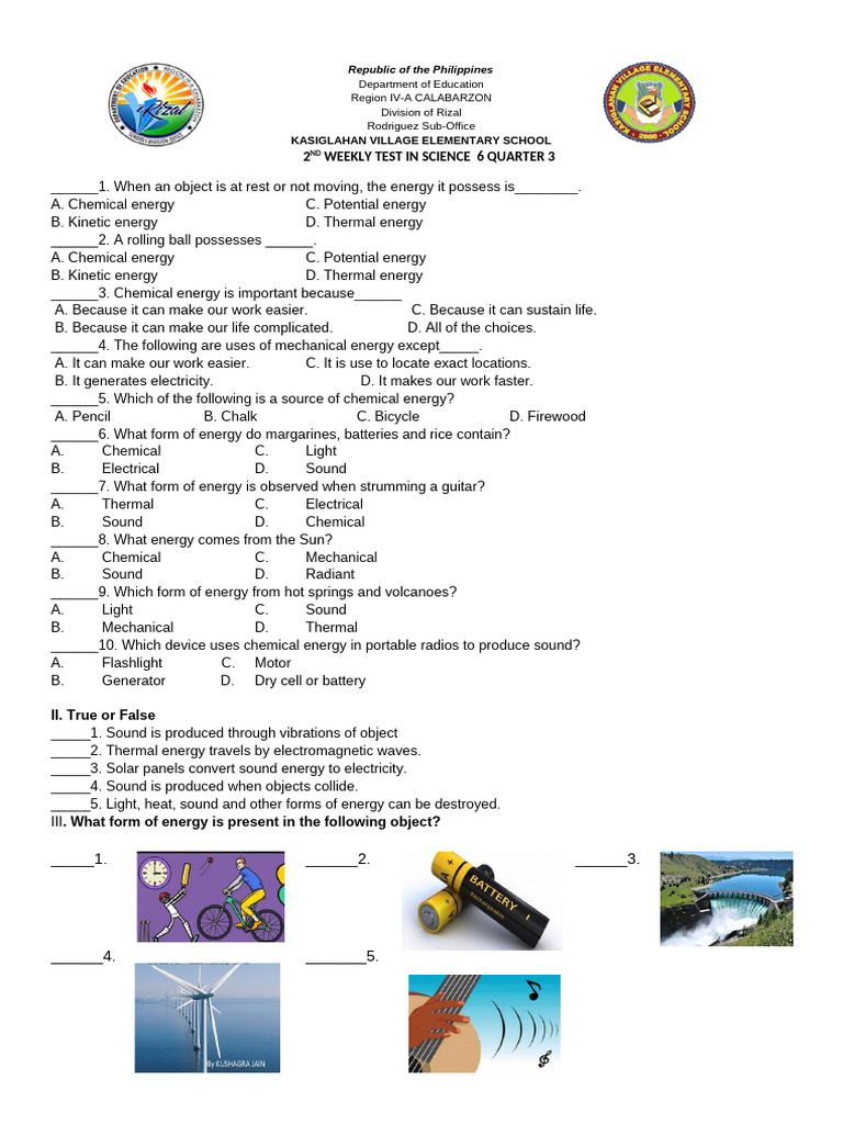 2nd Summative Test in SCIENCE 6 Q3 | PDF | Light | Kinetic Energy