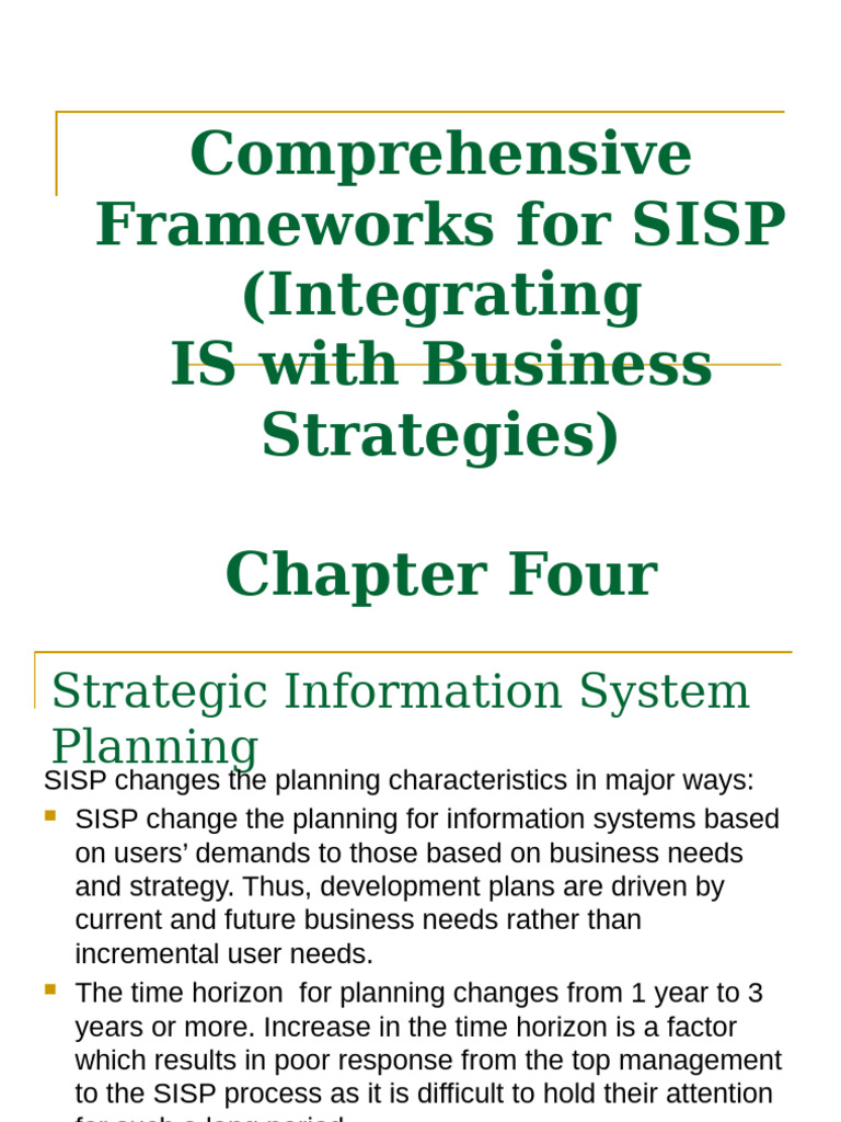 ITIS460 CH4 - 460 - SISP Frameworks 2021 2022 SS | PDF