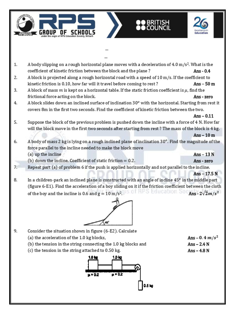 9th Foundation Physics Assignment - Friction | PDF | Friction | Force
