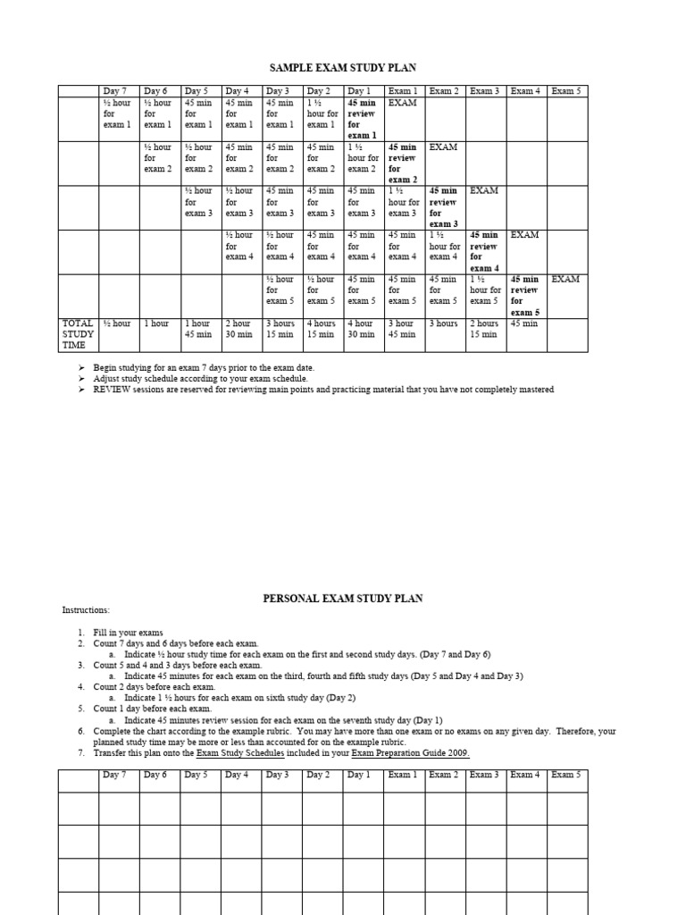 Study Timetable Template For Students 9 | PDF