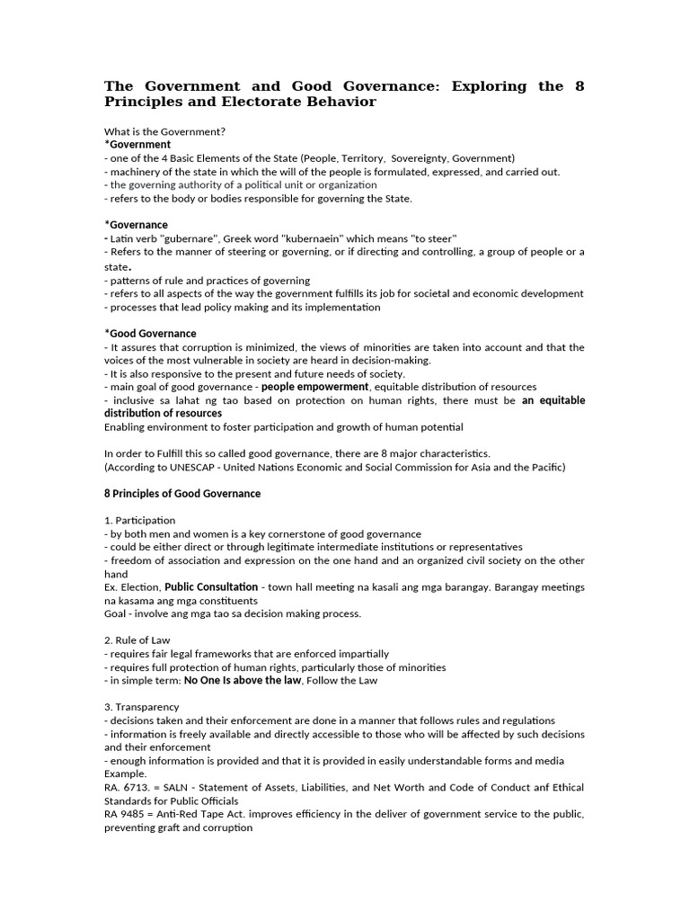 The Government and Good Governance | PDF