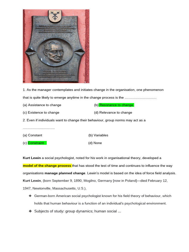 Kurt Lewin S Theory Of Change Pdf