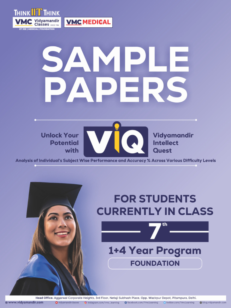 VIQ Sample Paper 5 Year Class 7 Foundation | PDF