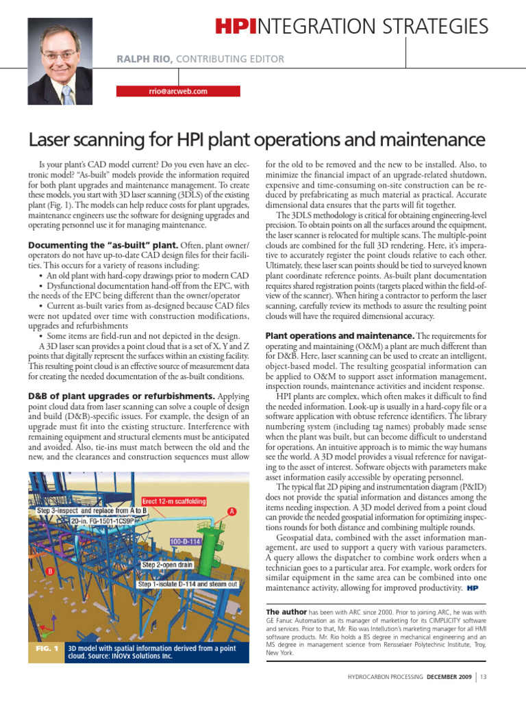 Laser Scanning For HPI Plant Operations and Maintenance | PDF