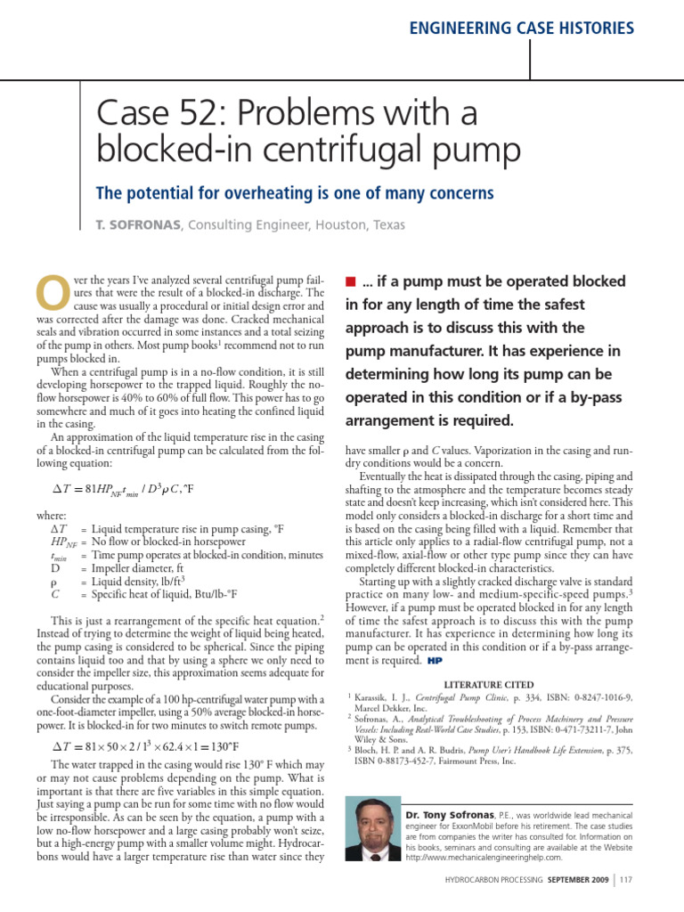 Case 52 Problems with a blocked in centrifugal pump | PDF