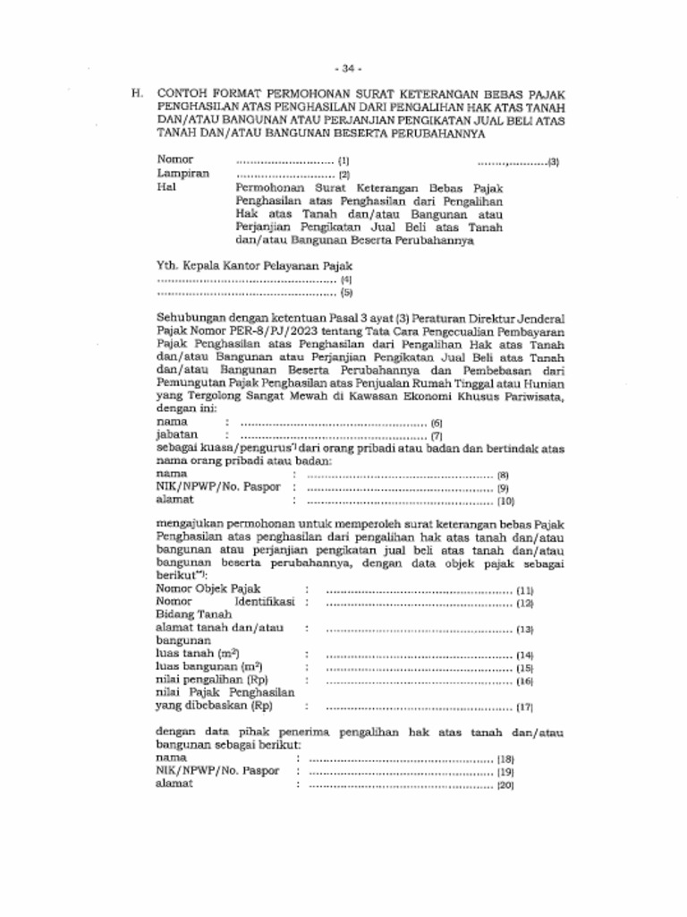 Format Permohonan SKB Waris Hibah Dibawah PTKP Baru | PDF