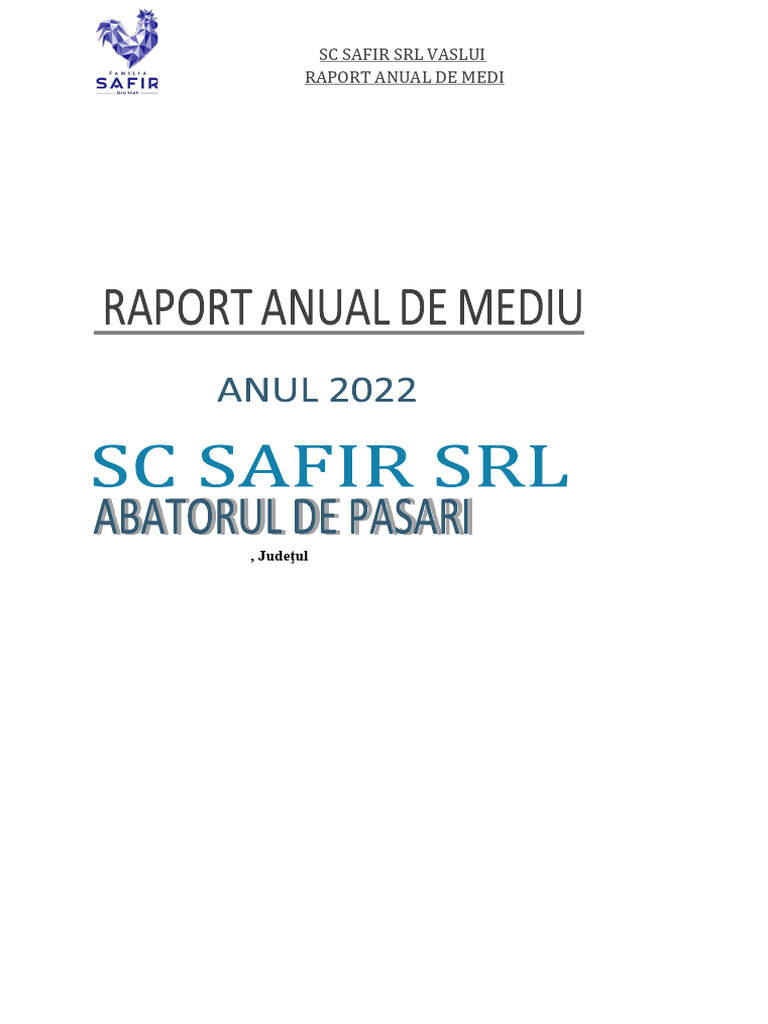 Safir SRL Vaslui Annual Environmental Report | PDF