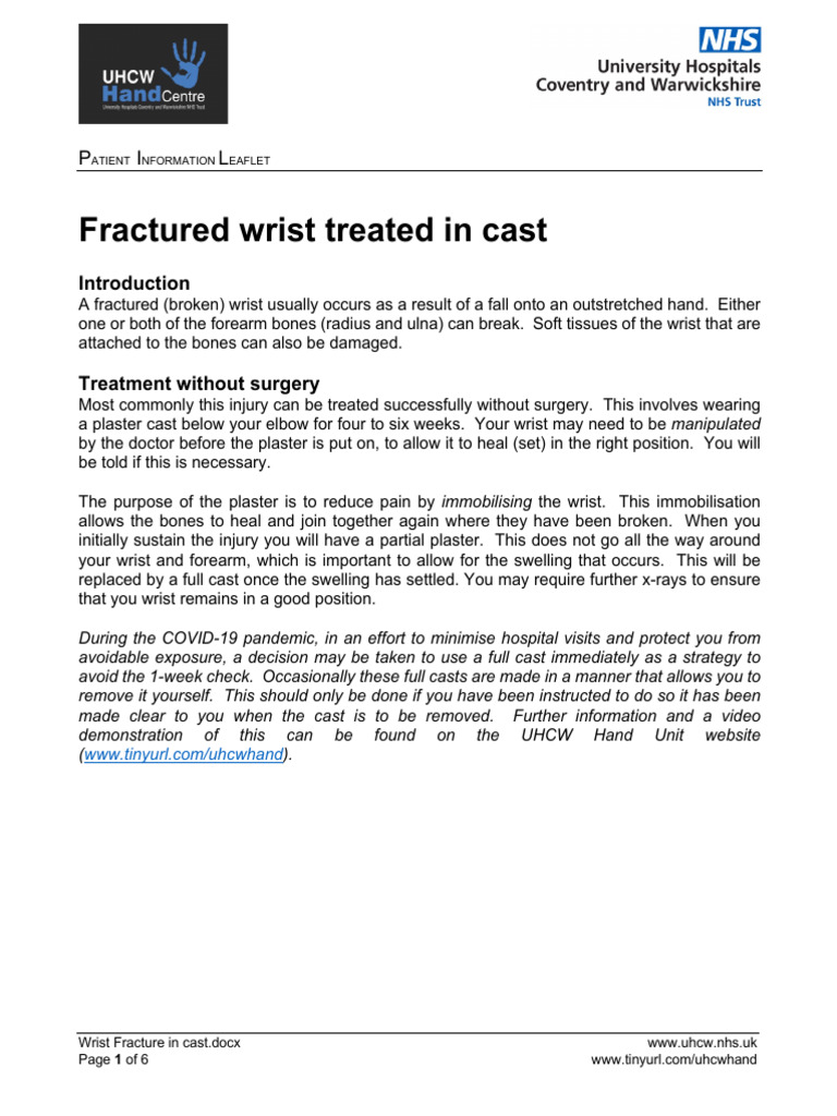 Wrist Fracture in Cast | PDF