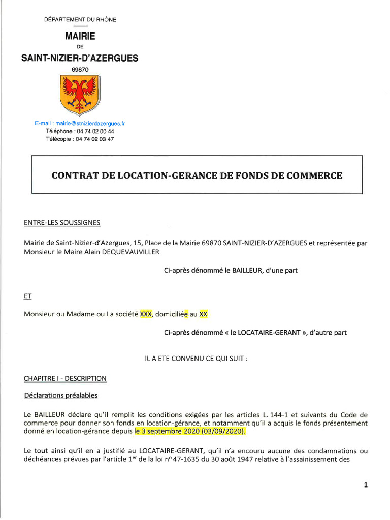 Contrat de Location Gérance | PDF Contrat de Location Gérance | PDF