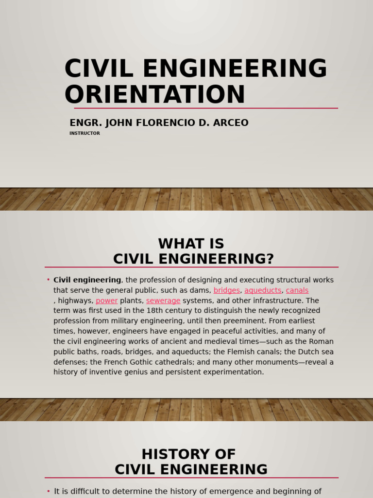 Civil Engineering Orientation Powerpoint | PDF