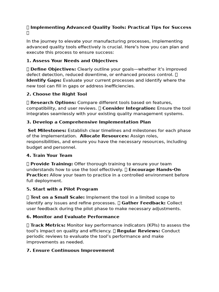 ? Implementing Advanced Quality Tools | PDF