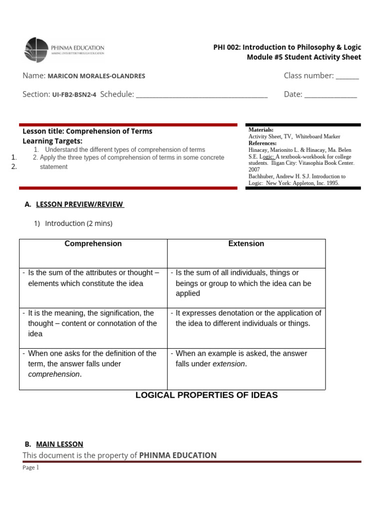 DAY 7 - Lesson 5 Logic | PDF