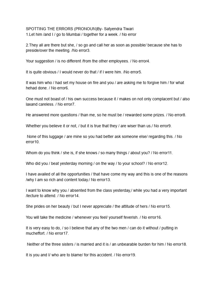 Pronoun Error | PDF