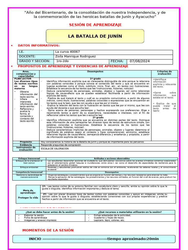 Adicional Sesion La Batalla de Junin | PDF