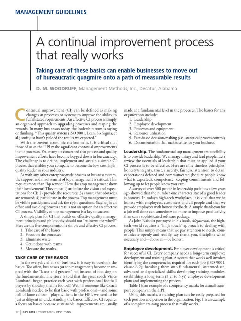 A Continual Improvement Process | PDF