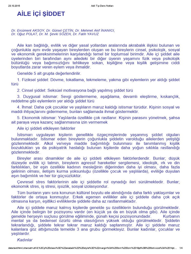 Adli Tıp Ders Notları | PDF