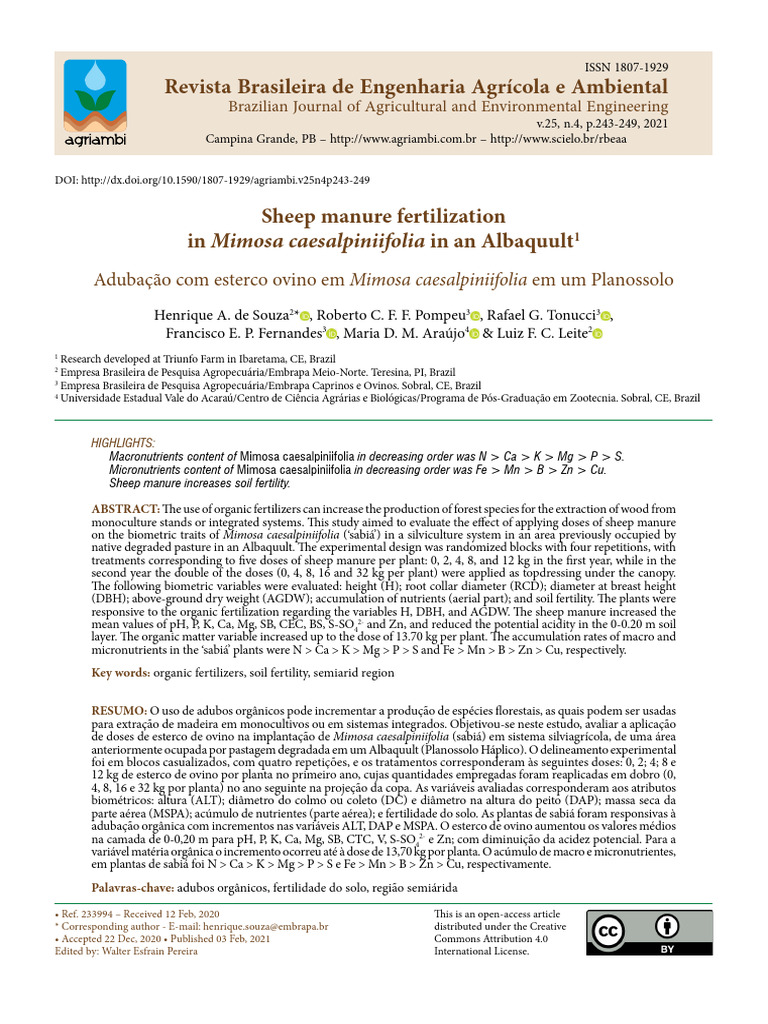 Sheep Manure Fertilization | PDF