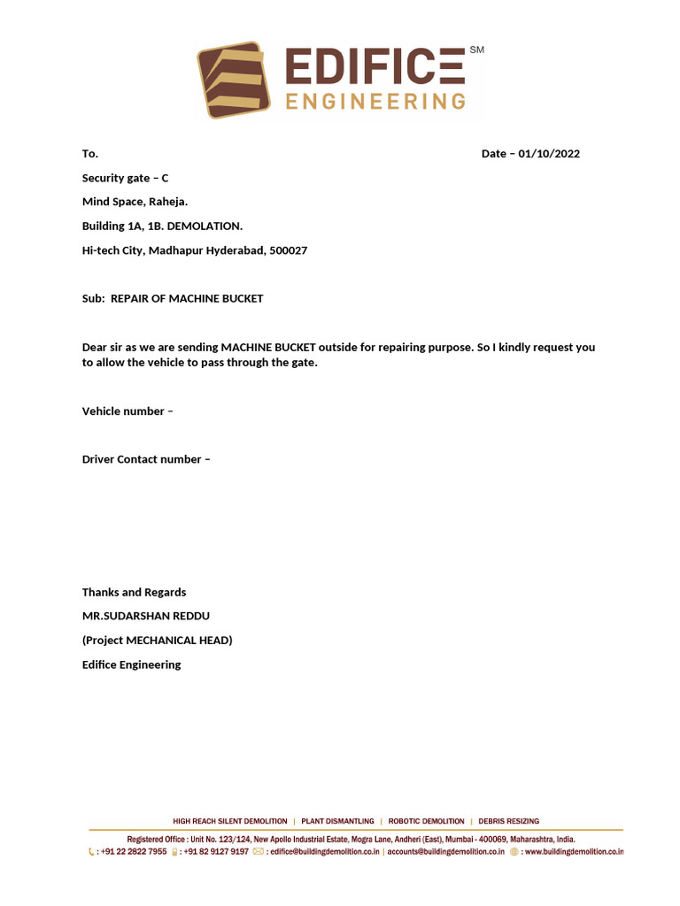 Gate Pass BUCKET | PDF