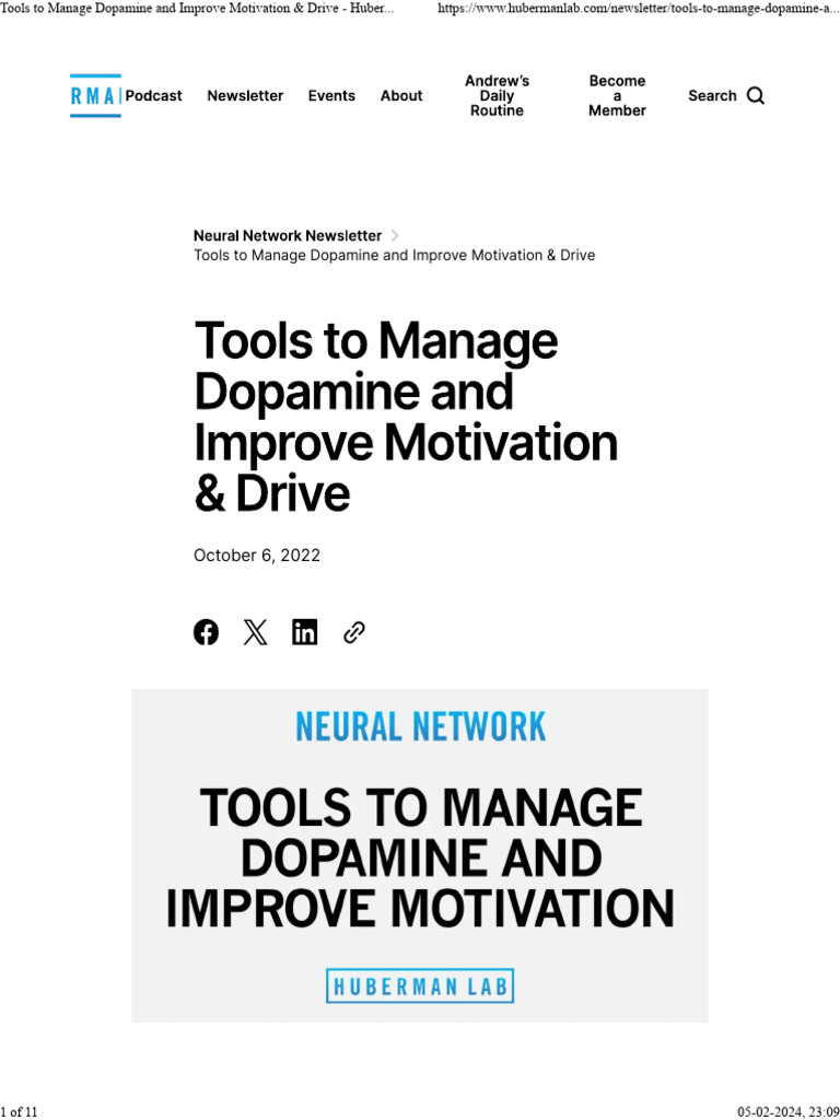 Tools To Manage Dopamine and Improve Motivation & Drive - Huberman Lab | PDF