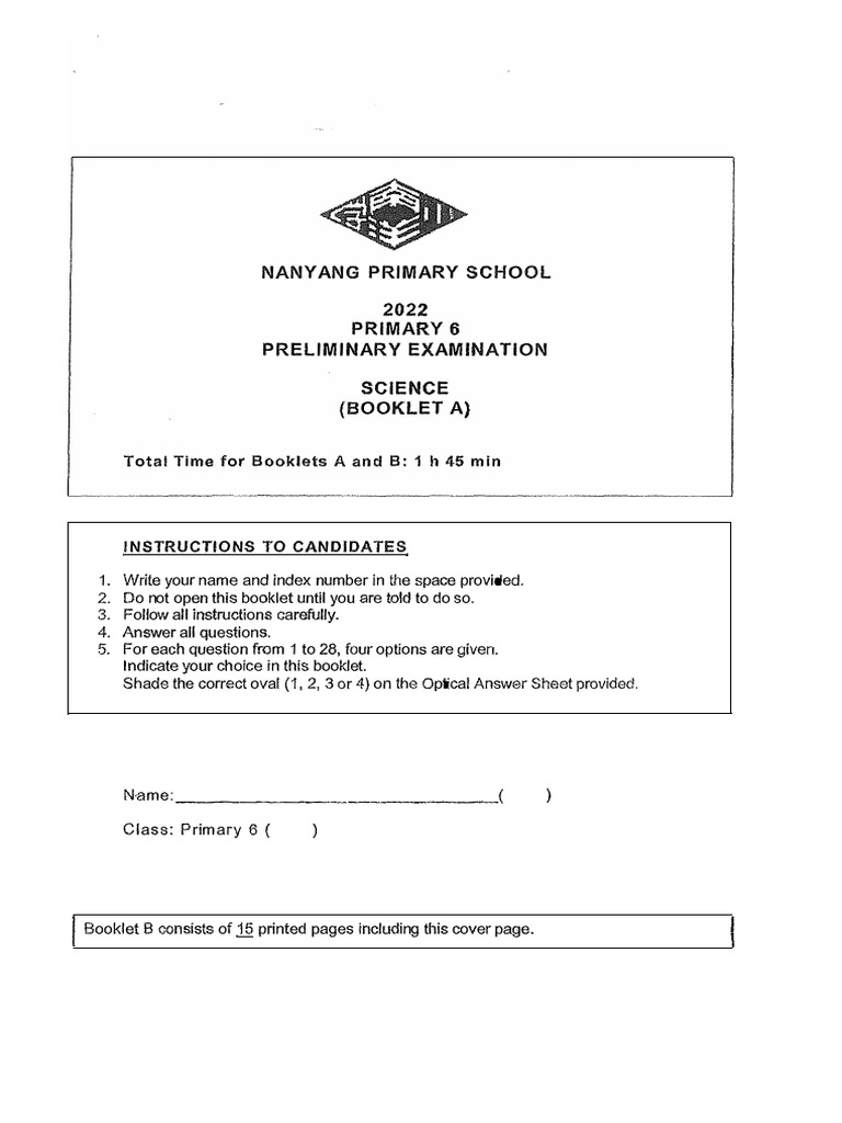 P6 Science Prelim 2022 Nanyang Exam Papers | PDF