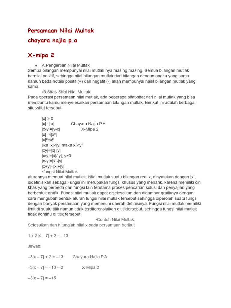 Goblin Dokumen Persamaan Nilai Mutlak | PDF