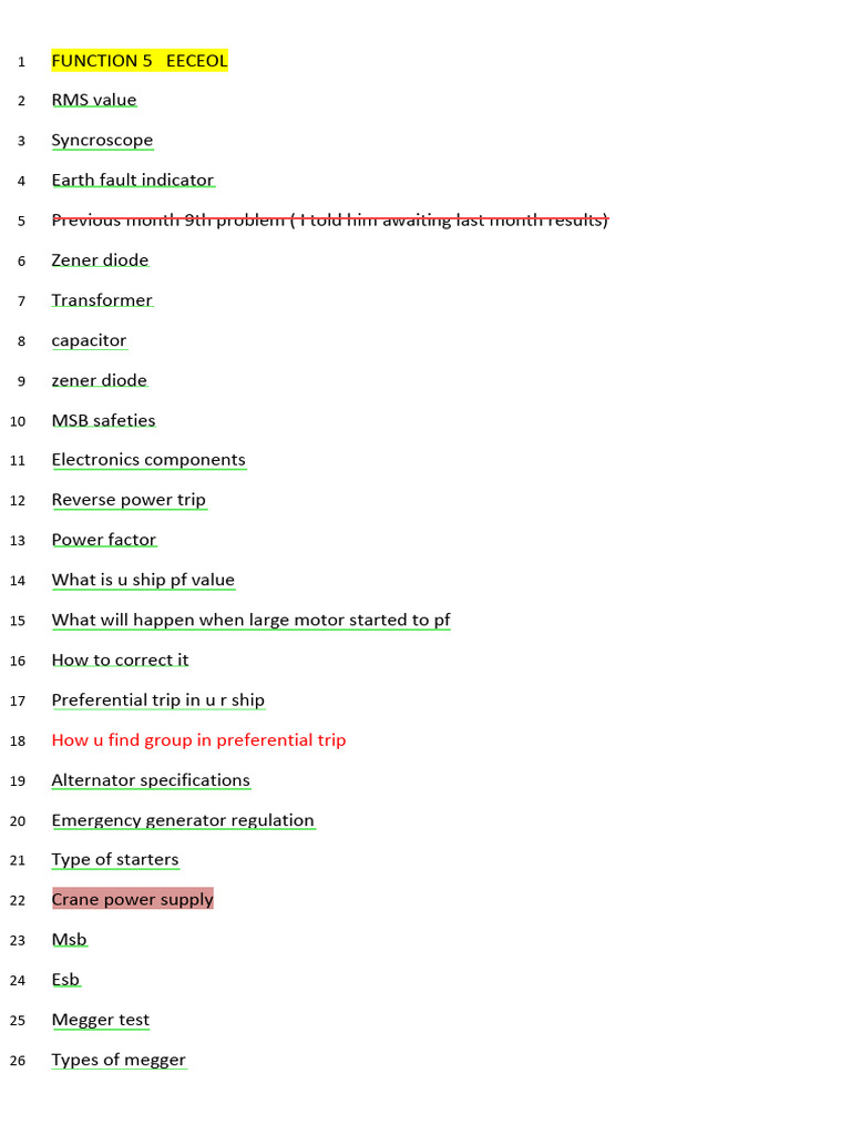 MEO CLASS 4 Eletrical Orals 2023 | PDF