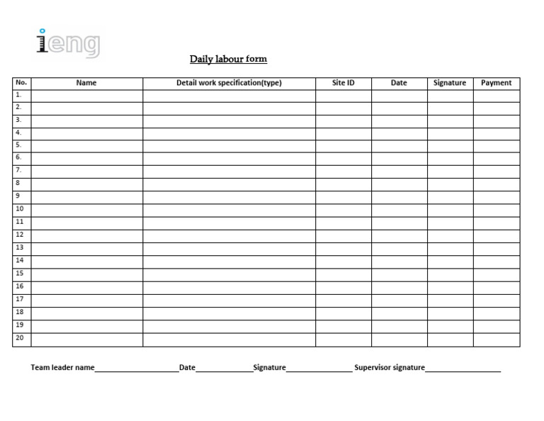 Daily Laborers Payment Sheet | PDF