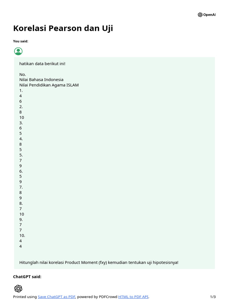 Korelasi Pearson Dan Uji | PDF