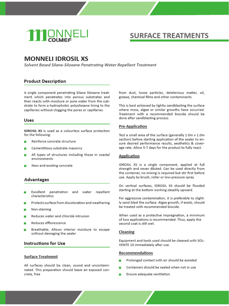 Monneli Idrosil Xs Doc Technical Map en 1200 | PDF | Water | Materials