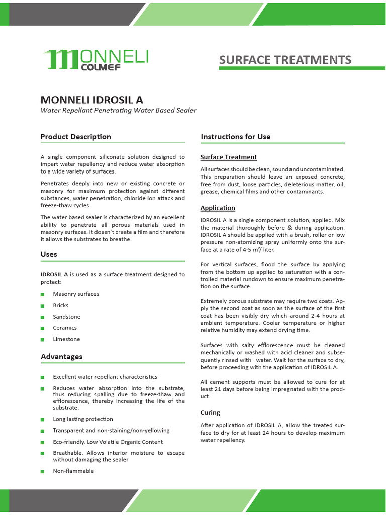 Monneli Idrosil A Doc Technical Map en 1199 | PDF | Water | Concrete