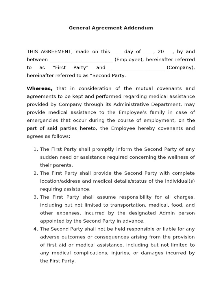 General Agreement Addendum | PDF | Indemnity | Common Law