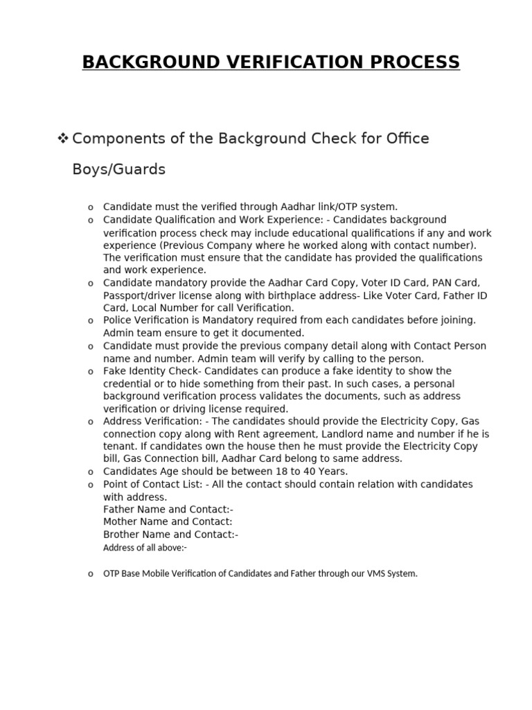 Background Verification Process | PDF