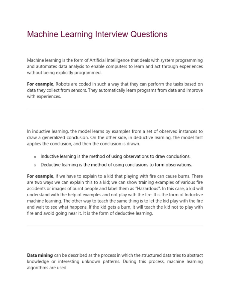 Machine Learning Interview Questions & Answers - MIQ | PDF | Machine ...