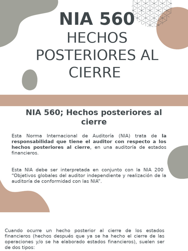 Presentación NIA 560 y 7040 | PDF