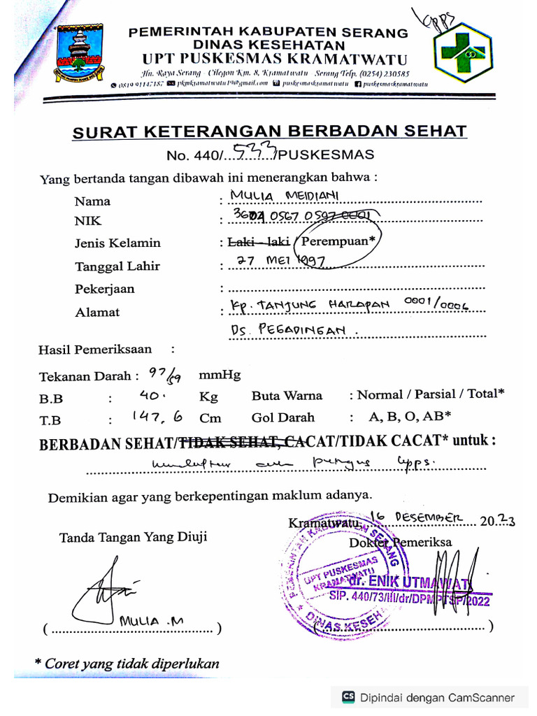 Surat Sehat Mulia | PDF
