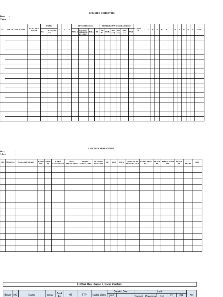 Form Laporan KIA | PDF