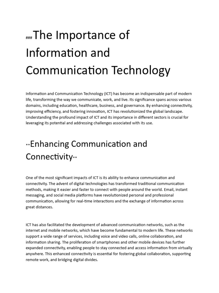 Significance of ICT in Modern Communication | PDF | Educational ...