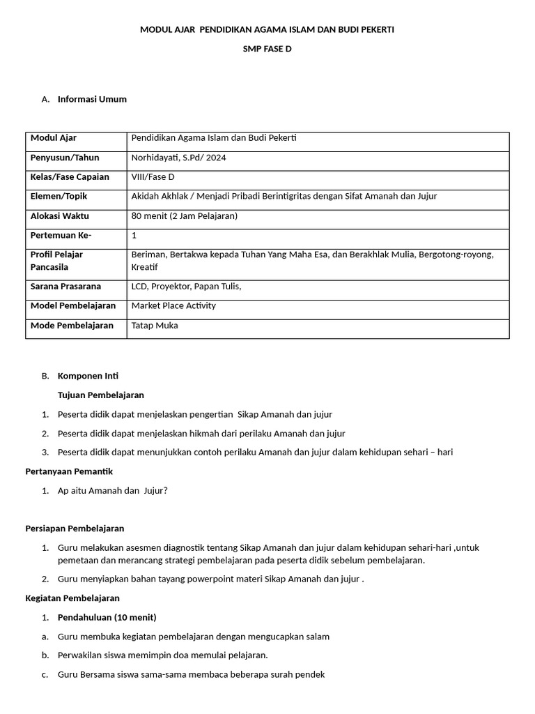 Modul Pai Kls Viii Bab 3 | PDF