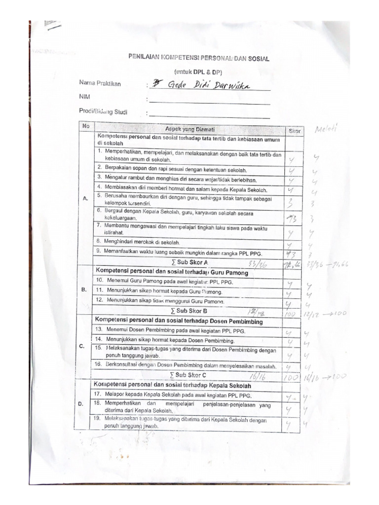 Penilaian Kompetensi Personal Dan Sosial | PDF