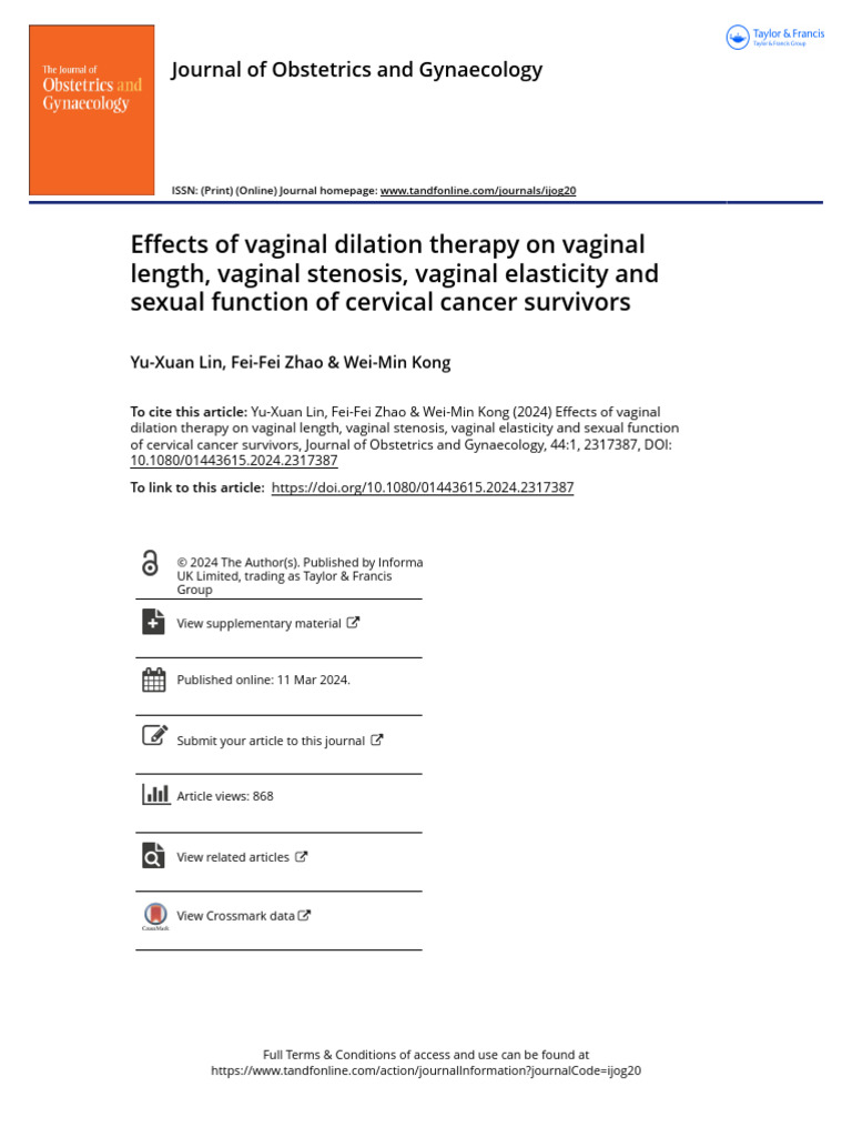 Effects of Vaginal Dilation Therapy On Vaginal Length Vaginal Stenosis ...