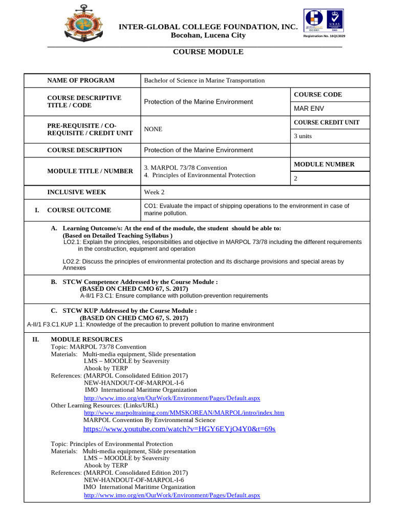 Mar Env MT Based Moduleweek2 | PDF