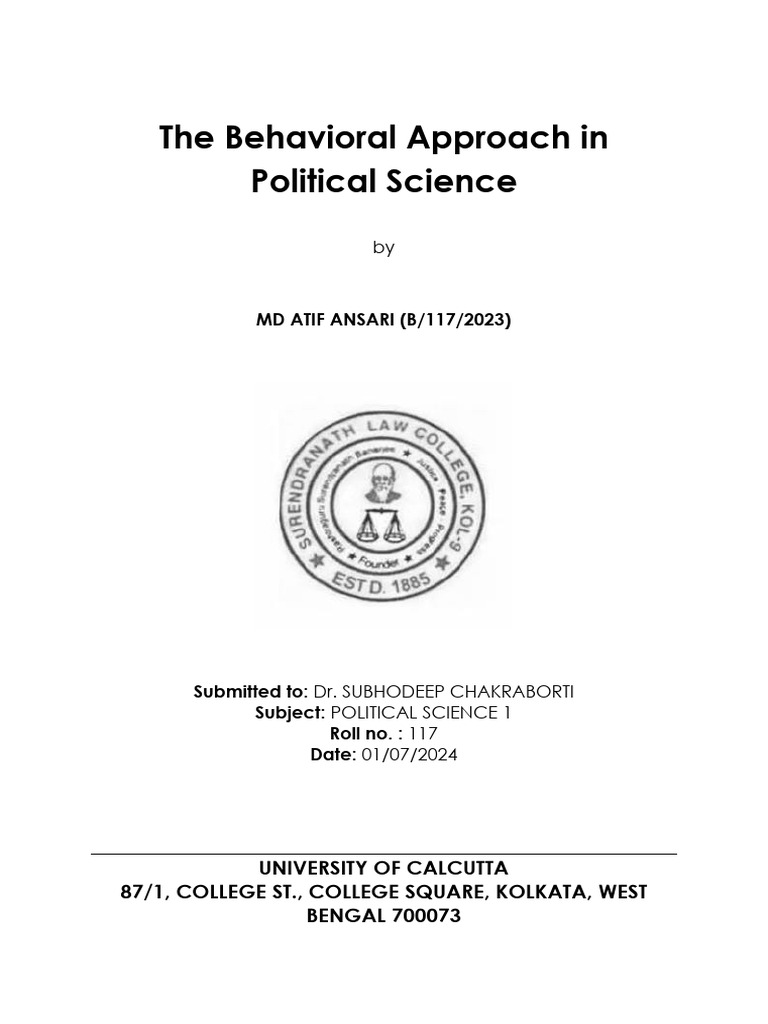 The Behavioral Approach in Political Science | PDF | Science ...