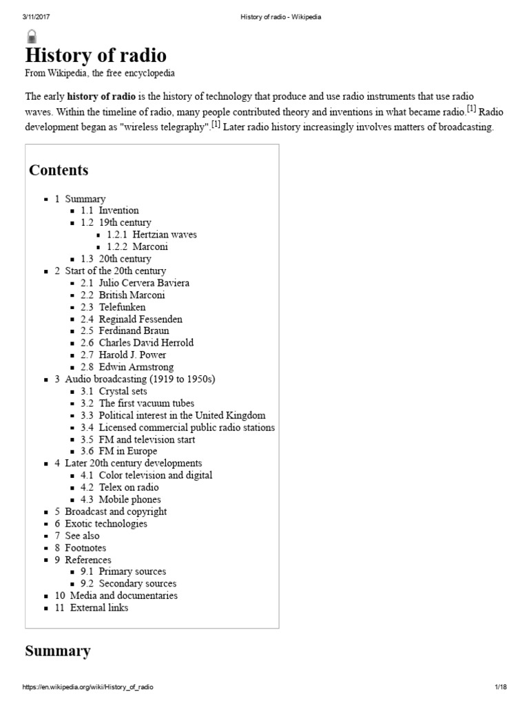 History of Radio - Wikipedia | PDF
