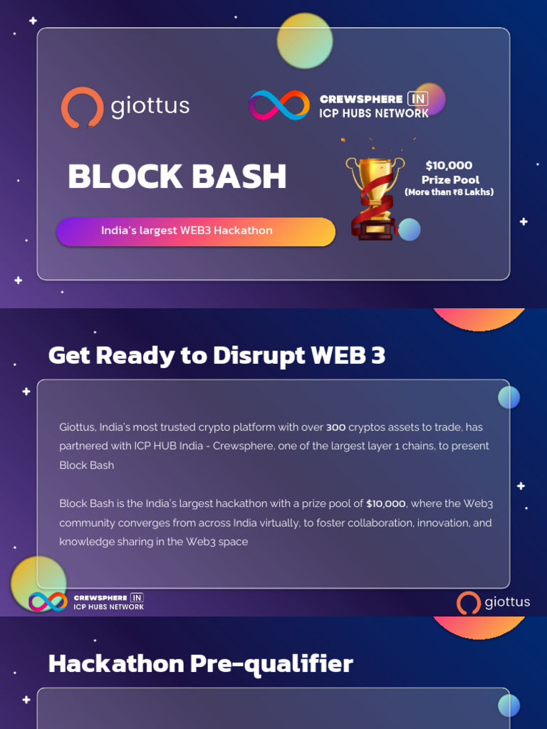 Block Bash - India's Largest Web 3 Hackathon by GIOTTUS & ICP | PDF
