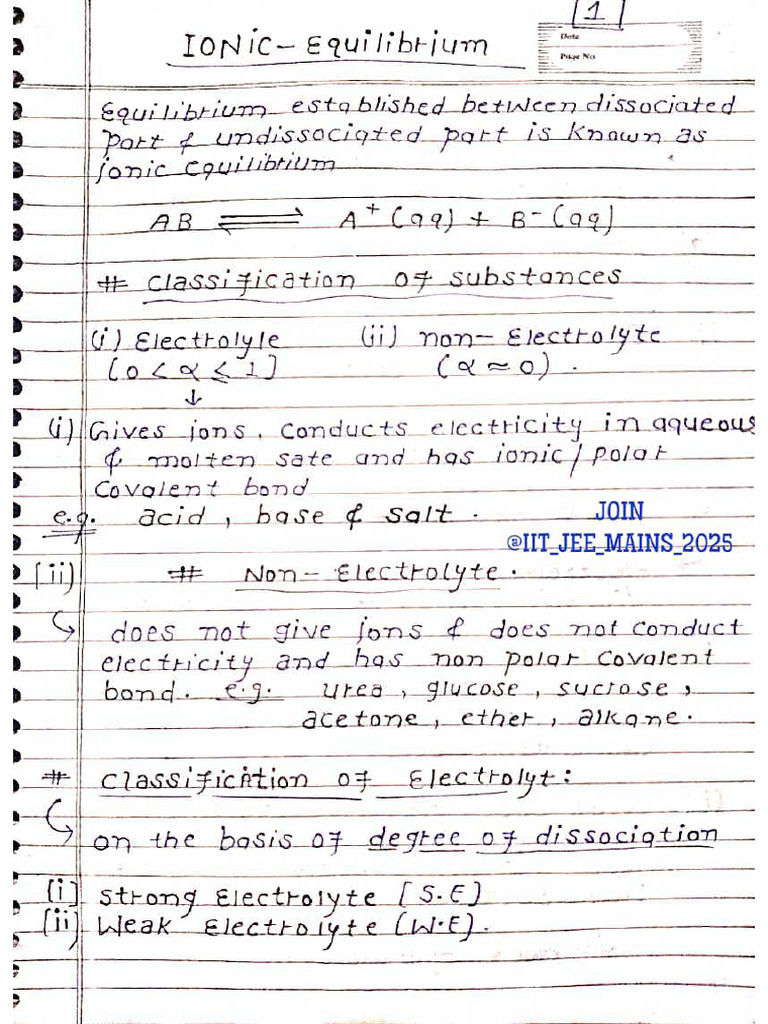Ionic Equilibrium @IIT - JEE - MAINS - 2025 | PDF