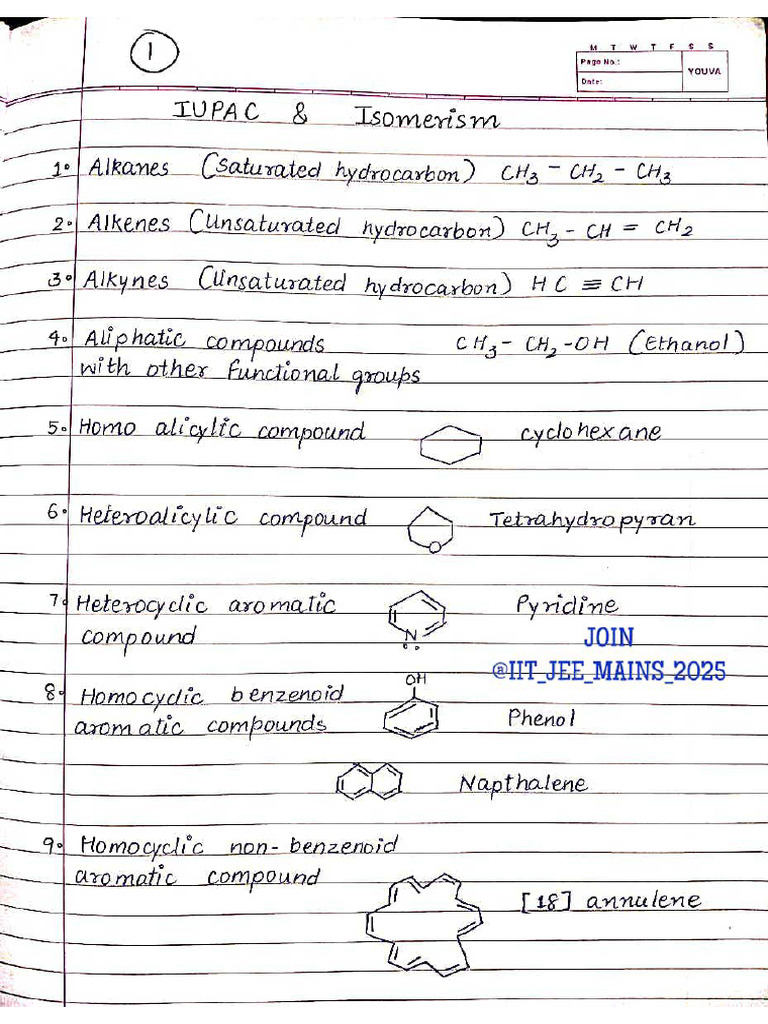 IUPAC & Nomenclature @IIT - JEE - MAINS - 2025 | PDF