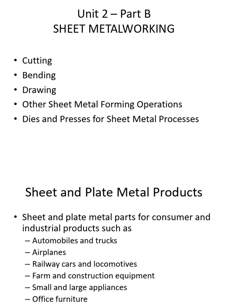 Lecture 4 Sheetmetal Working | PDF